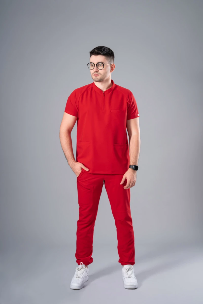 Costum medical roșu bărbați Hunter - FeelKin